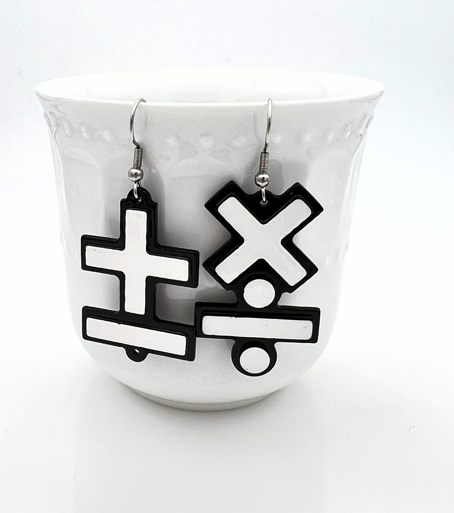 Math Themed Earrings Math Teacher Gift White and Black - Etsy