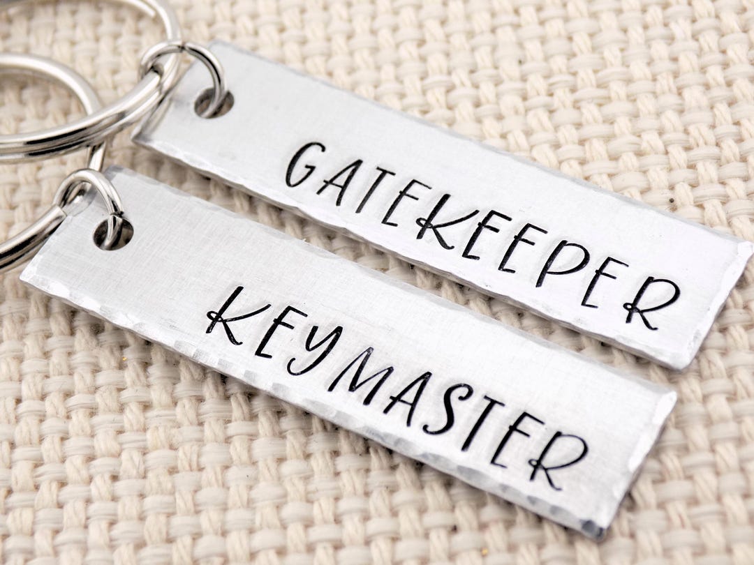 Keymaster Gatekeeper, Handstamped Keychains, Keychain Set, His and Her ...