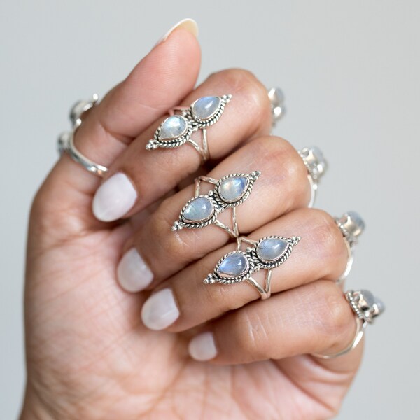 Boho Moonstone Ring - Etsy