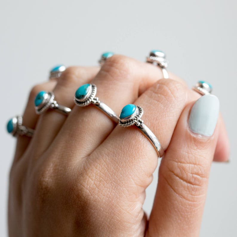 Pear Turquoise Ring Natural Stone Ring | Etsy