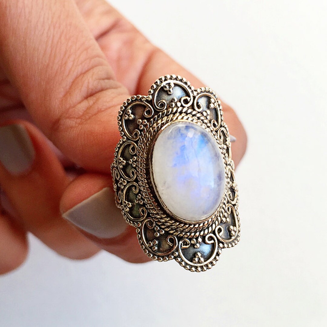 Boho Moonstone Ring, Moonstone Crystal Ring - Etsy