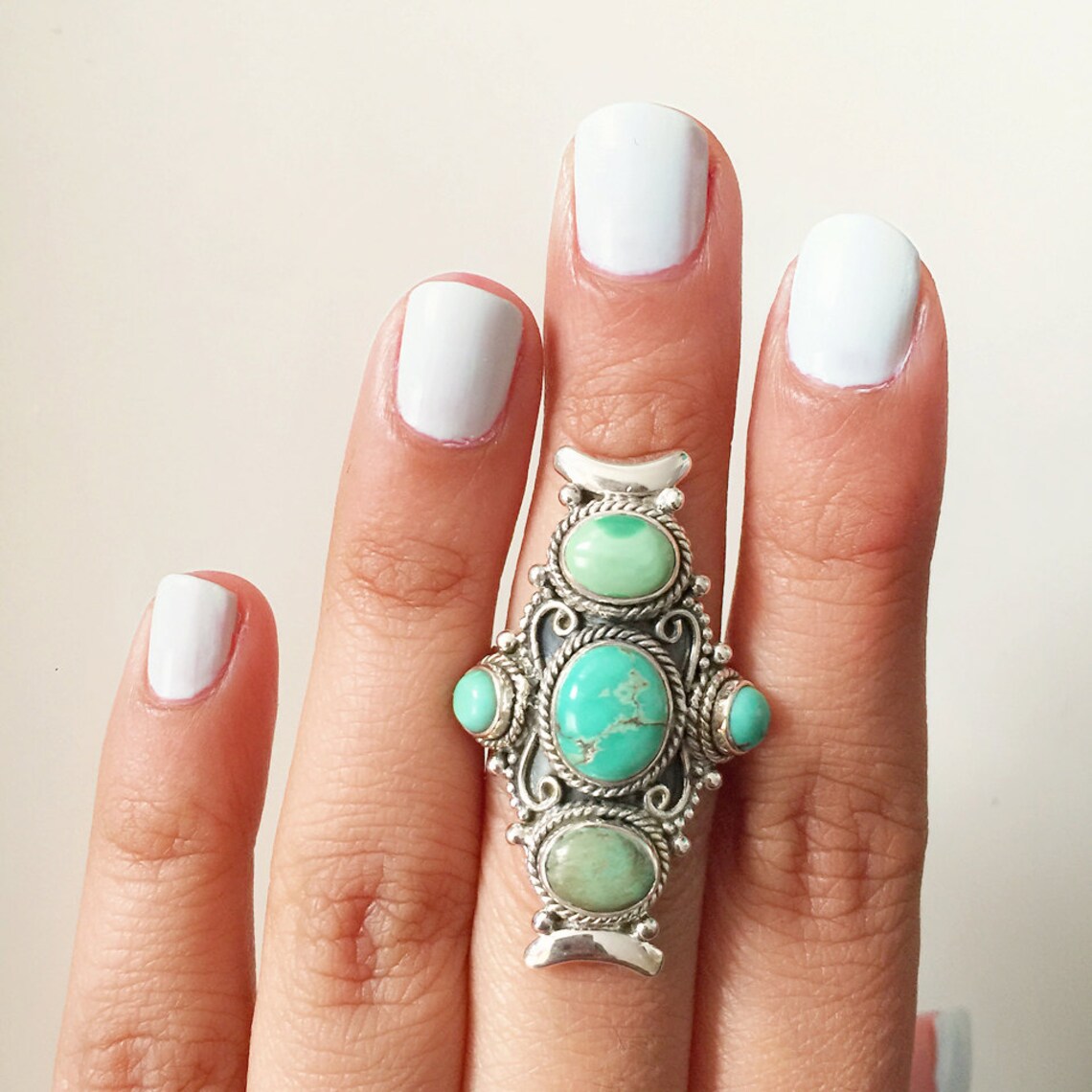 Genuine Turquoise Statement Ring Silver Turquoise Ring - Etsy