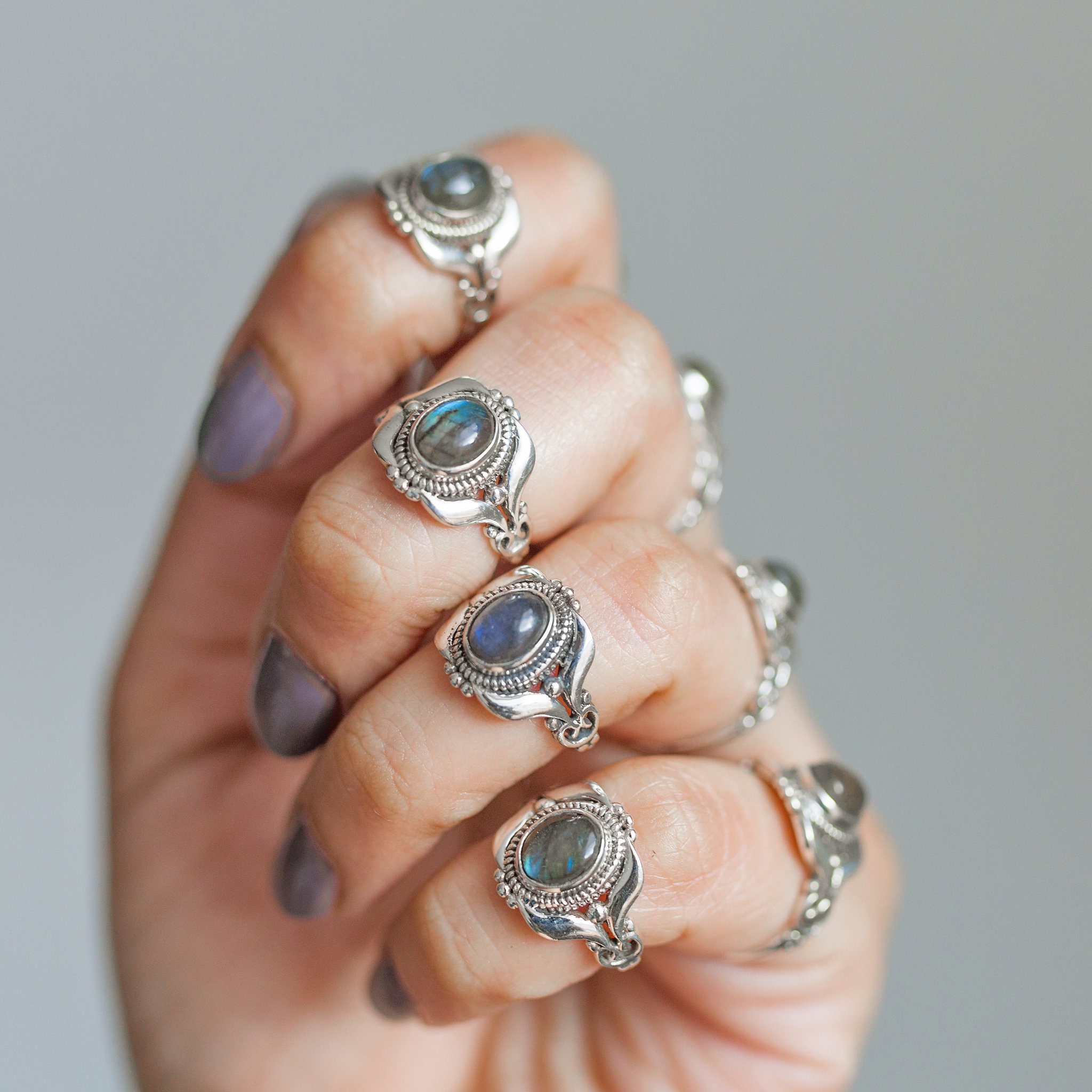 Labradorite Ring Bohemian Silver Ring | Etsy