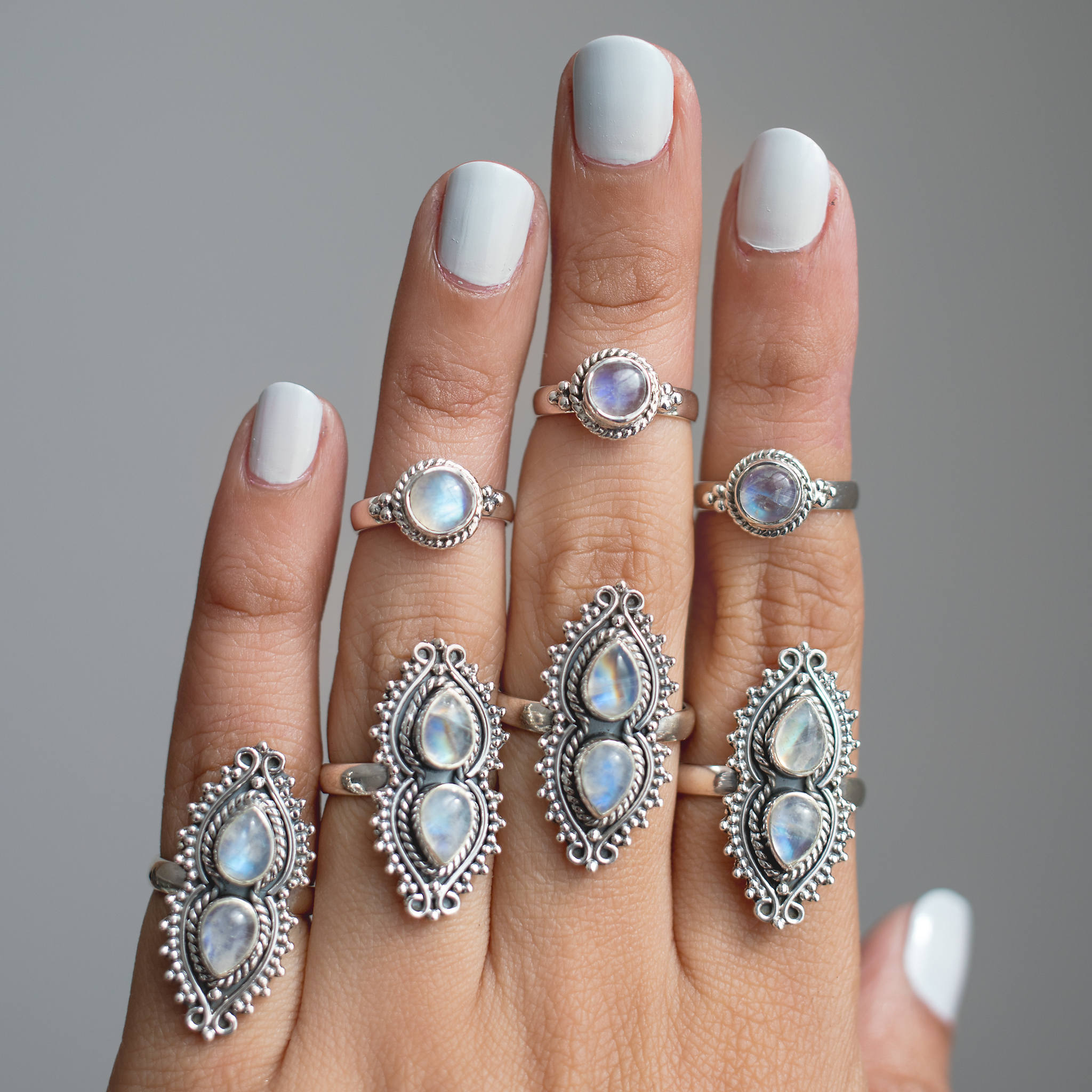 Two Moonstone Ring Unique Silver Ring | Etsy