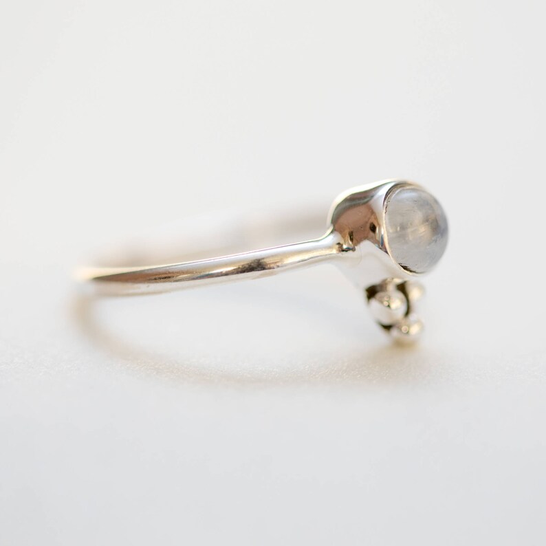 Tiny Moonstone Ring Round Blue Moonstone Ring | Etsy
