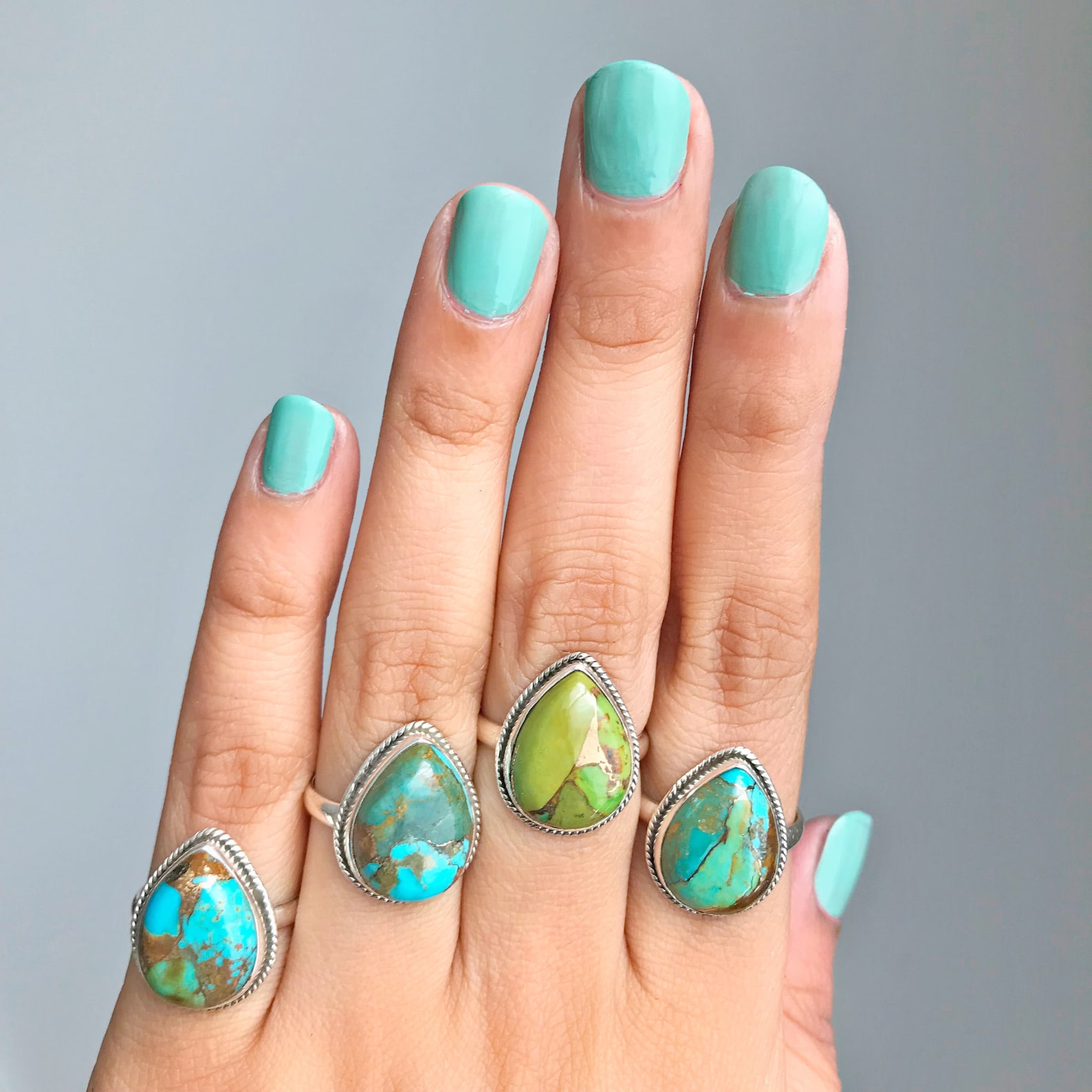 Turquoise Boho Ring Boho Sterling Ring | Etsy