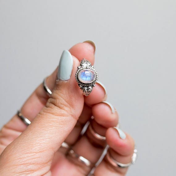Moonstone Ring Sterling Silver Ring Wanderlust Ring | Etsy