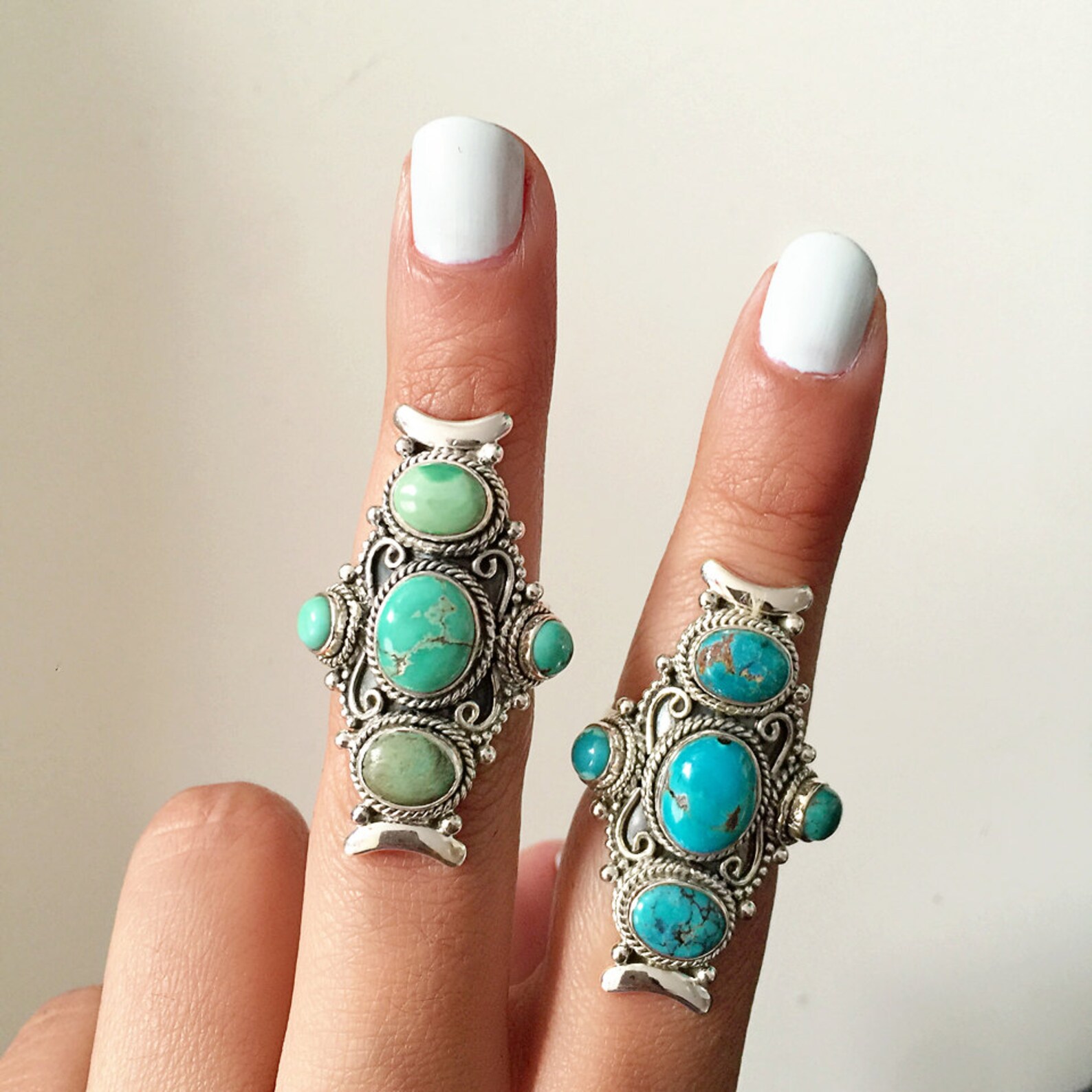 Genuine Turquoise Statement Ring Silver Turquoise Ring - Etsy