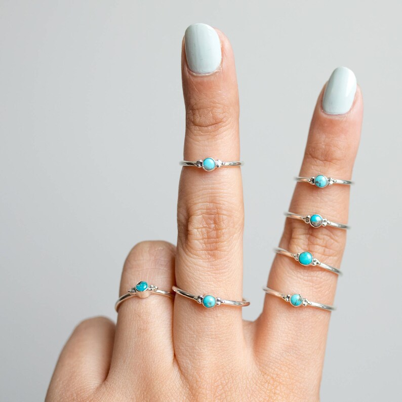 Tiny Turquoise Ring Round Turquoise Ring - Etsy