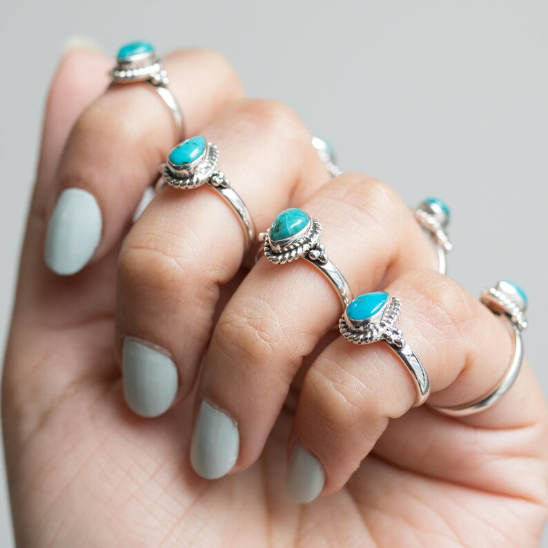 Pear Turquoise Ring Natural Stone Ring - Etsy