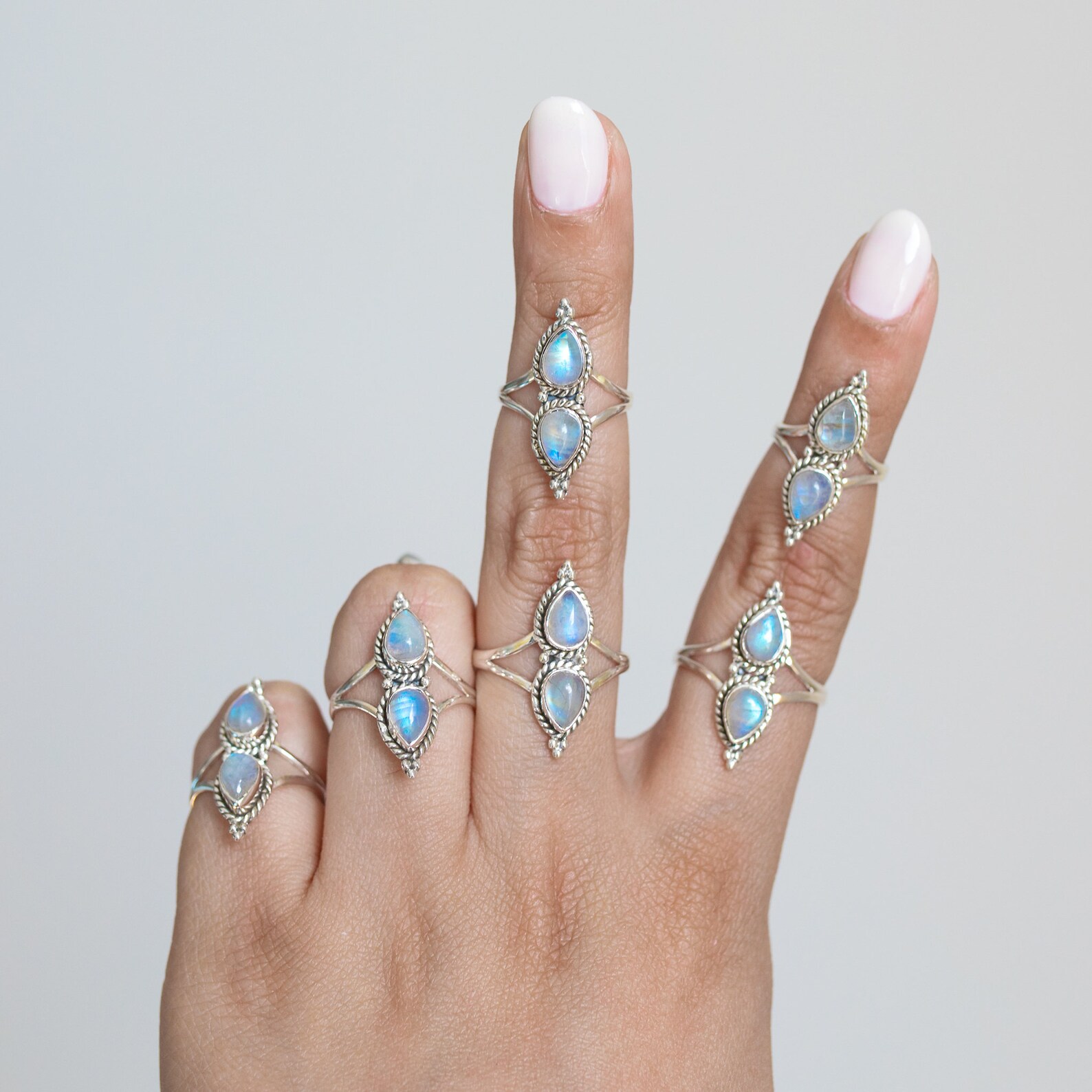Teardrop Stone Ring, Boho Moonstone Ring - Etsy