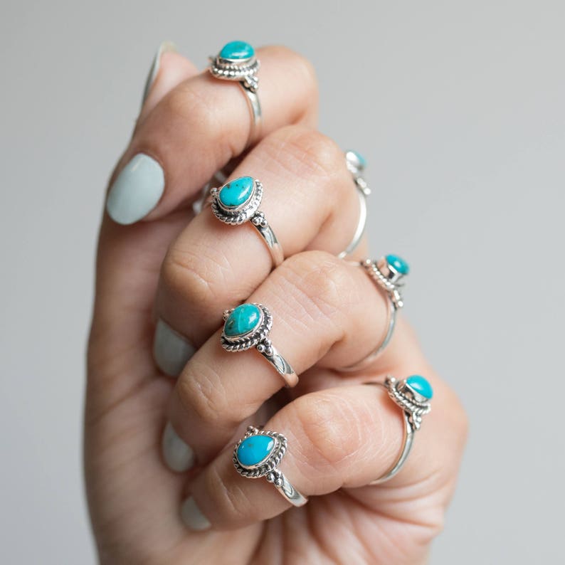 Pear Turquoise Ring Natural Stone Ring - Etsy