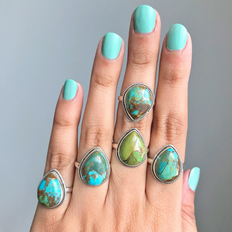 Turquoise Boho Ring Boho Sterling Ring | Etsy