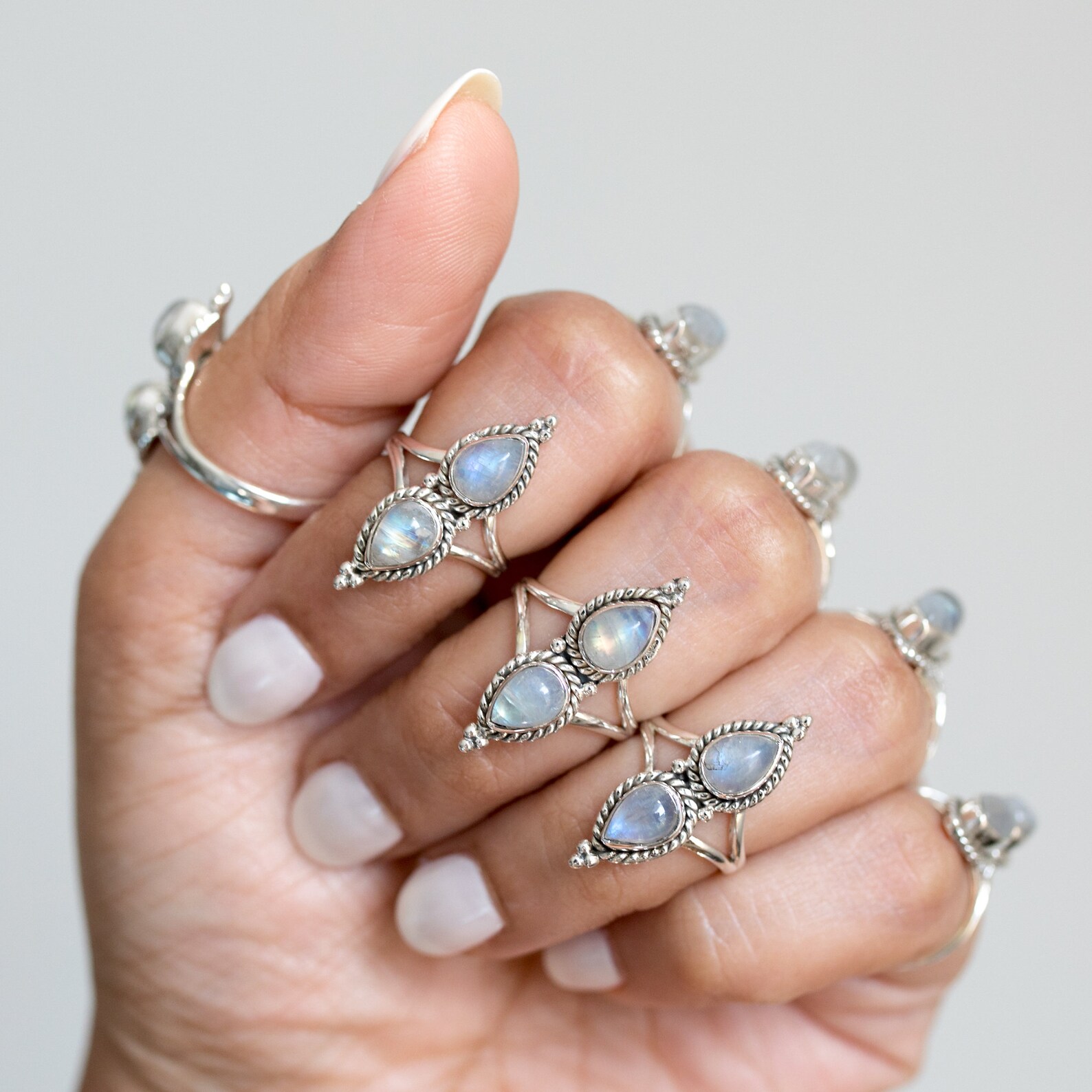 Teardrop Stone Ring, Boho Moonstone Ring - Etsy