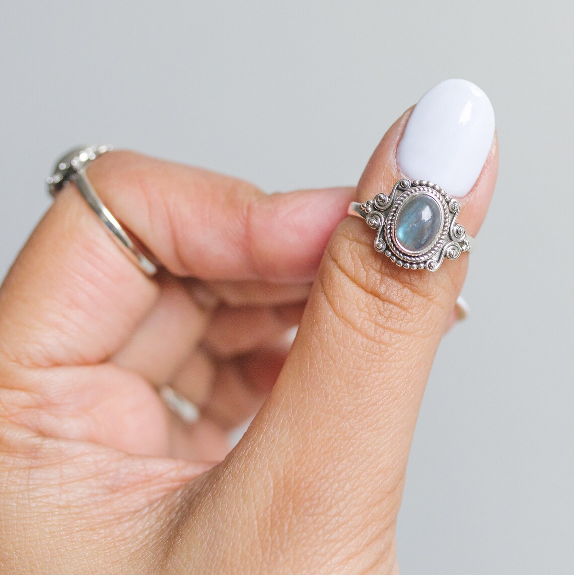 Oval Labradorite Ring Boho Silver Ring | Etsy