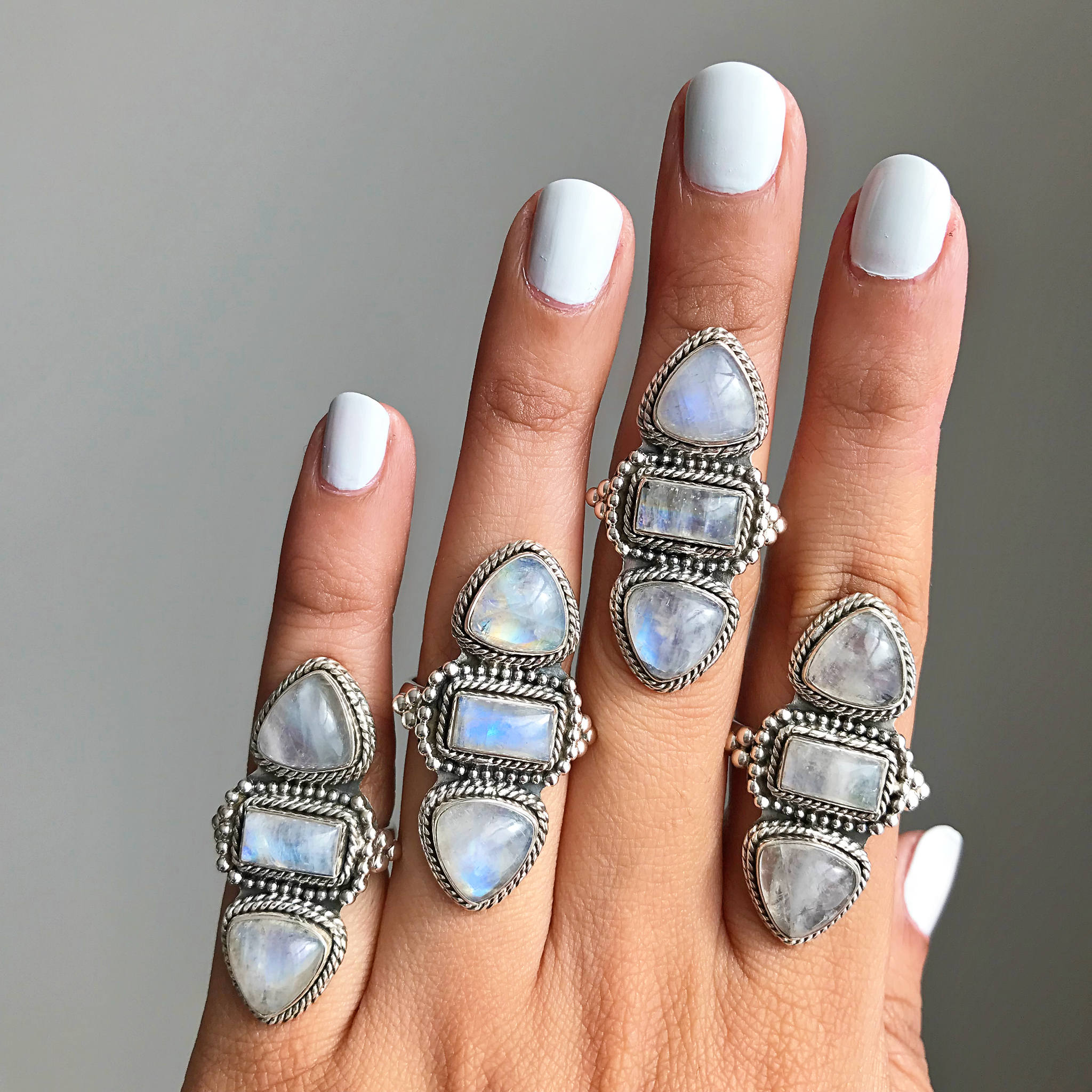 Boho Statement Ring Moonstone Ring Sterling Silver | Etsy