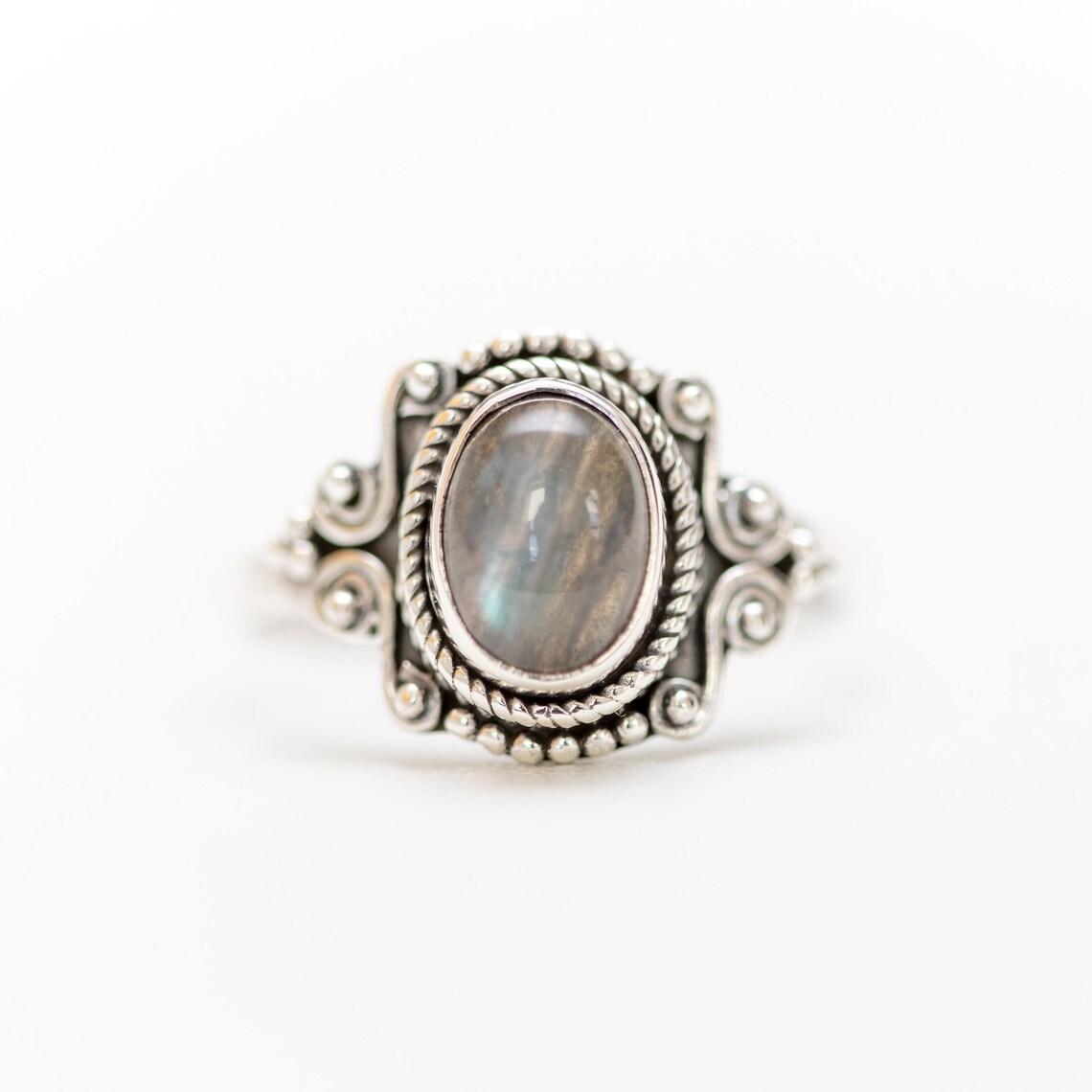 Oval Labradorite Ring Boho Silver Ring | Etsy