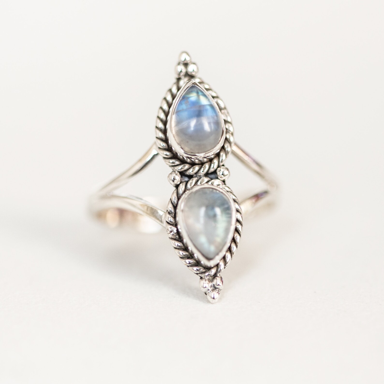 Teardrop Stone Ring, Boho Moonstone Ring - Etsy