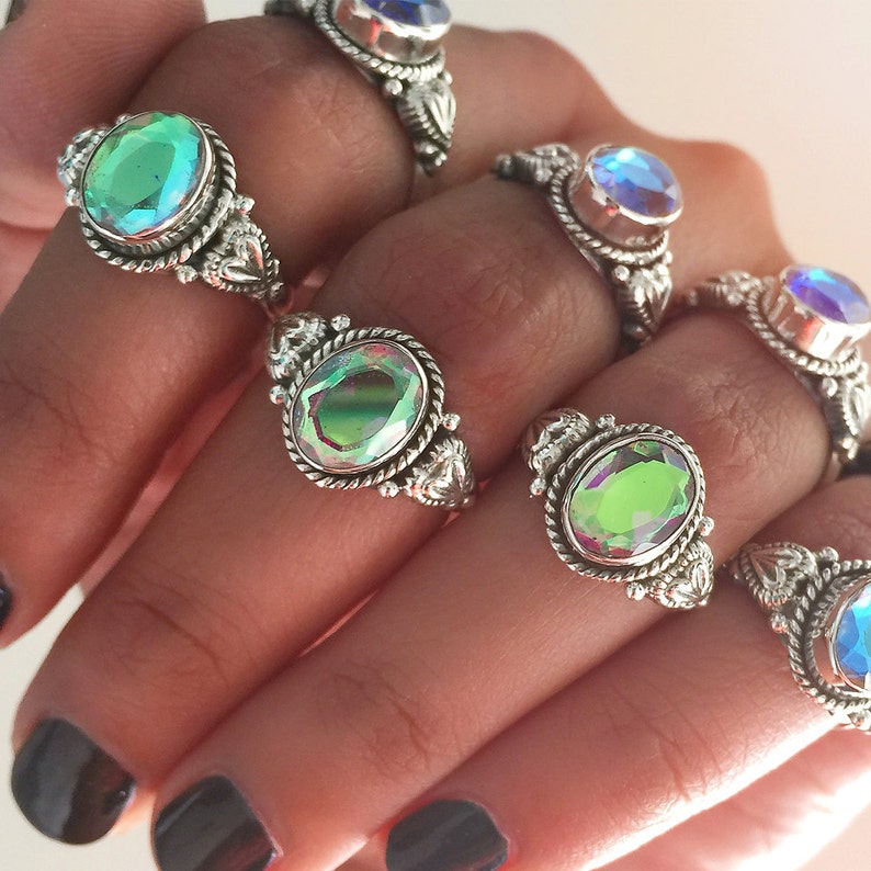 Handmade Mystic Opal Ring Sterling Silver Ring - Etsy