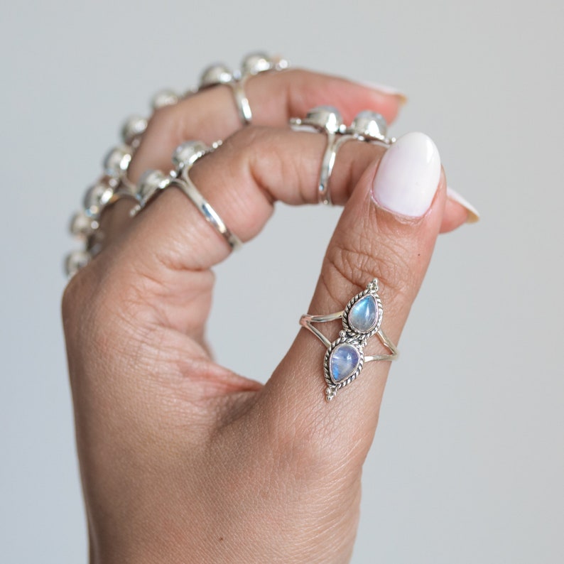Teardrop Stone Ring, Boho Moonstone Ring - Etsy