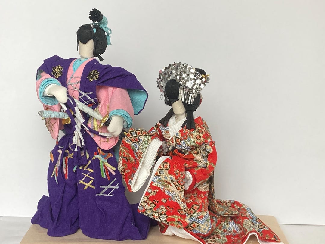 Vintage Kabuki Doll(4) (made of Yuzen Paper) Samurai and Princess - Etsy