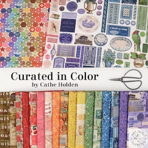 Curated in Color Quilting Fabrics by Cathe Holden - Vintage Stamps ...