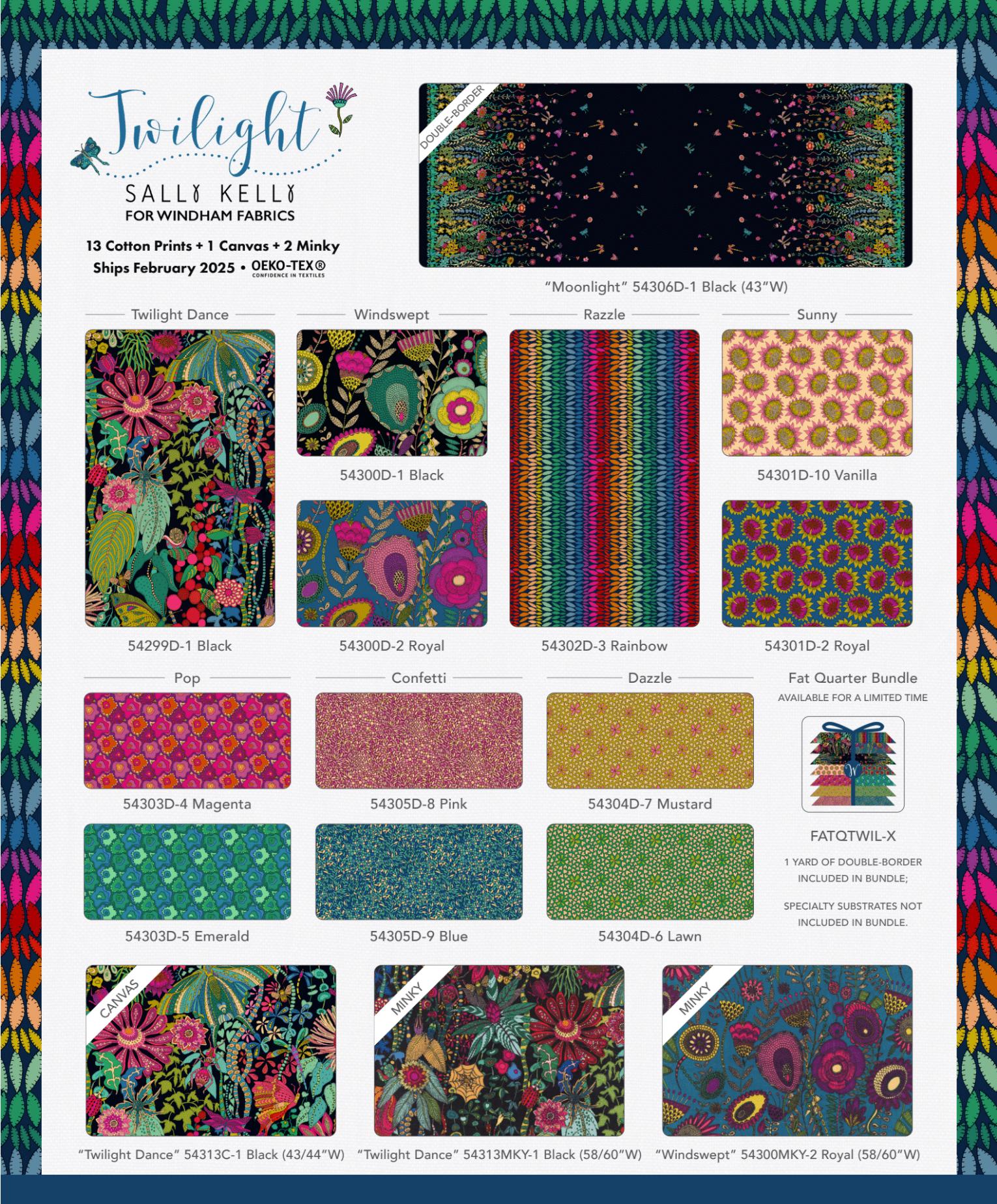 Twilight by Sally Kelly for Windham Fabrics - Fat Quarter Plus Bundle - Beautiful Quilting or ...