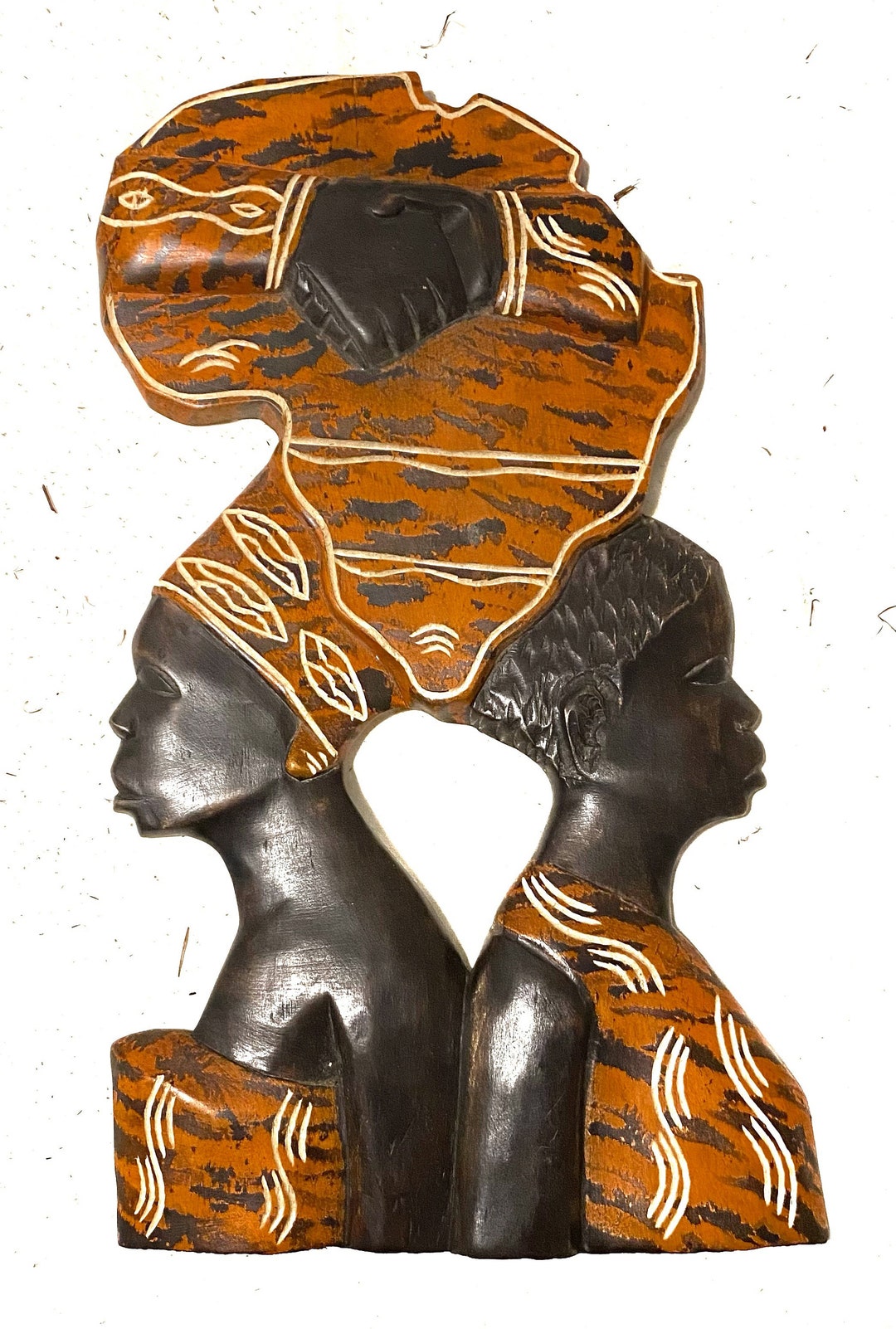 African Couple Wall Statue L African Wooden Statue L Wooden Wall Decor ...