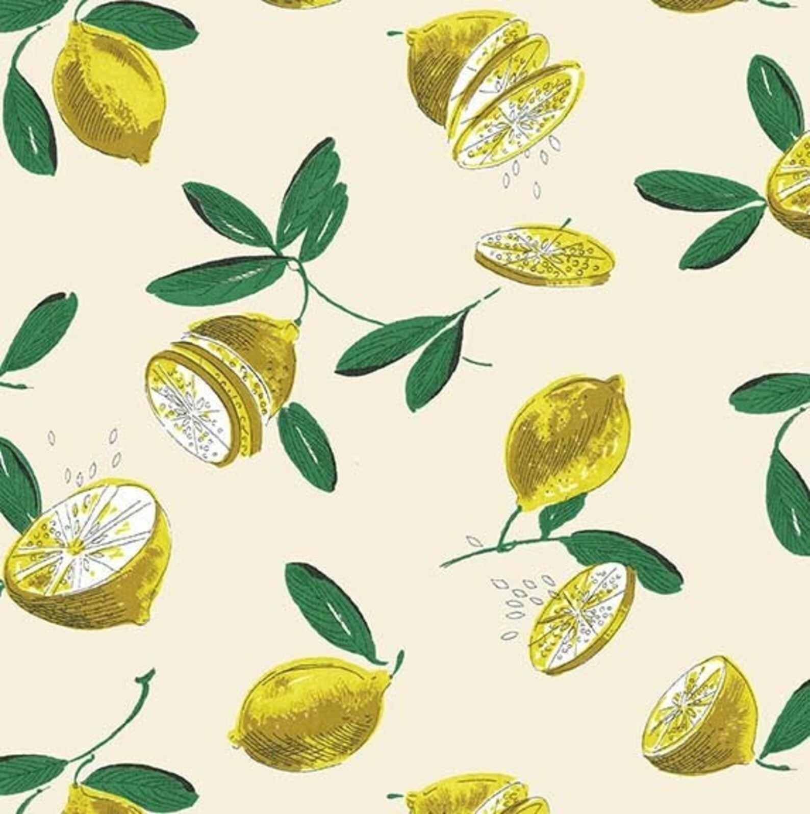 Lemon Fabric Lemon Drop Fruit Fabric Food Leaves Citrus - Etsy