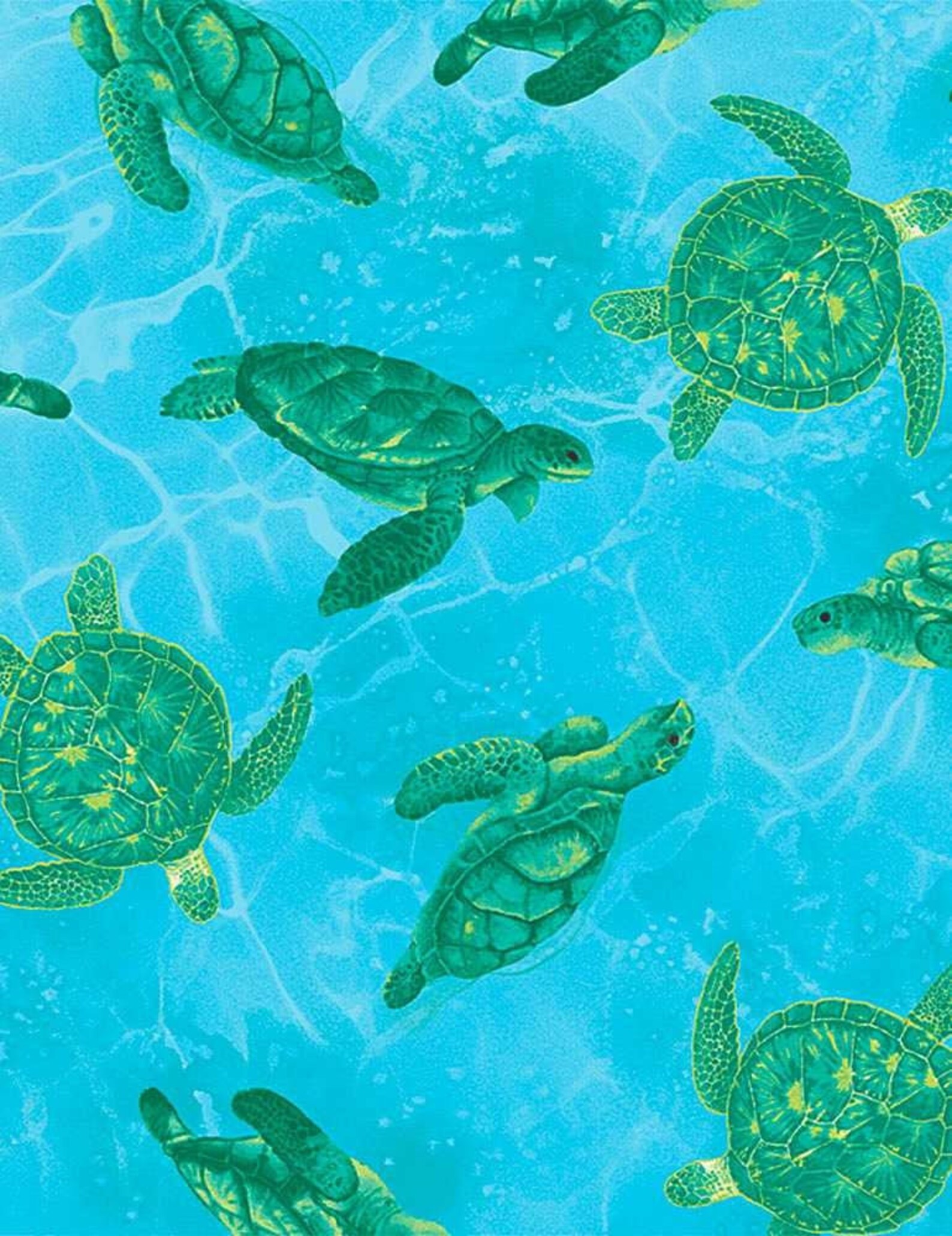Swimming Sea Turtle Blue Turtle Fabric Ocean Fabric - Etsy