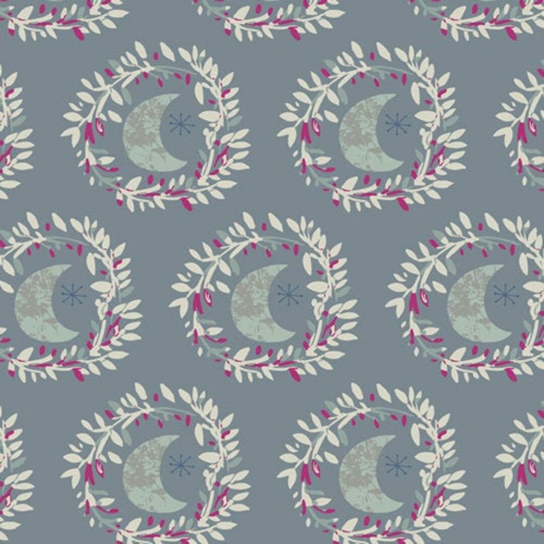 Lunar Illusion Crystal, Night Sky Fabric, Moon Fabric, Floral Space ...