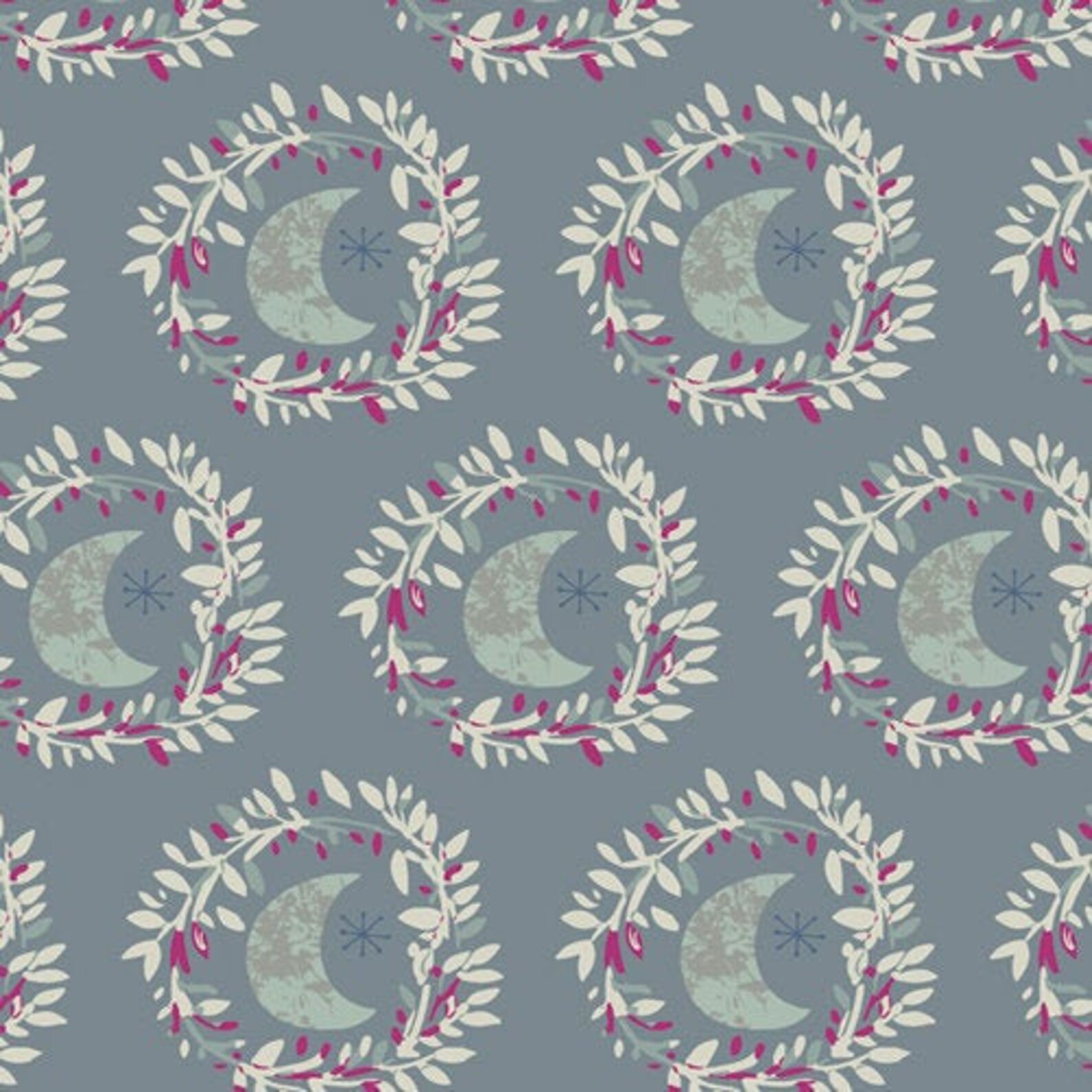 Lunar Illusion Crystal Night Sky Fabric Moon Fabric Floral - Etsy