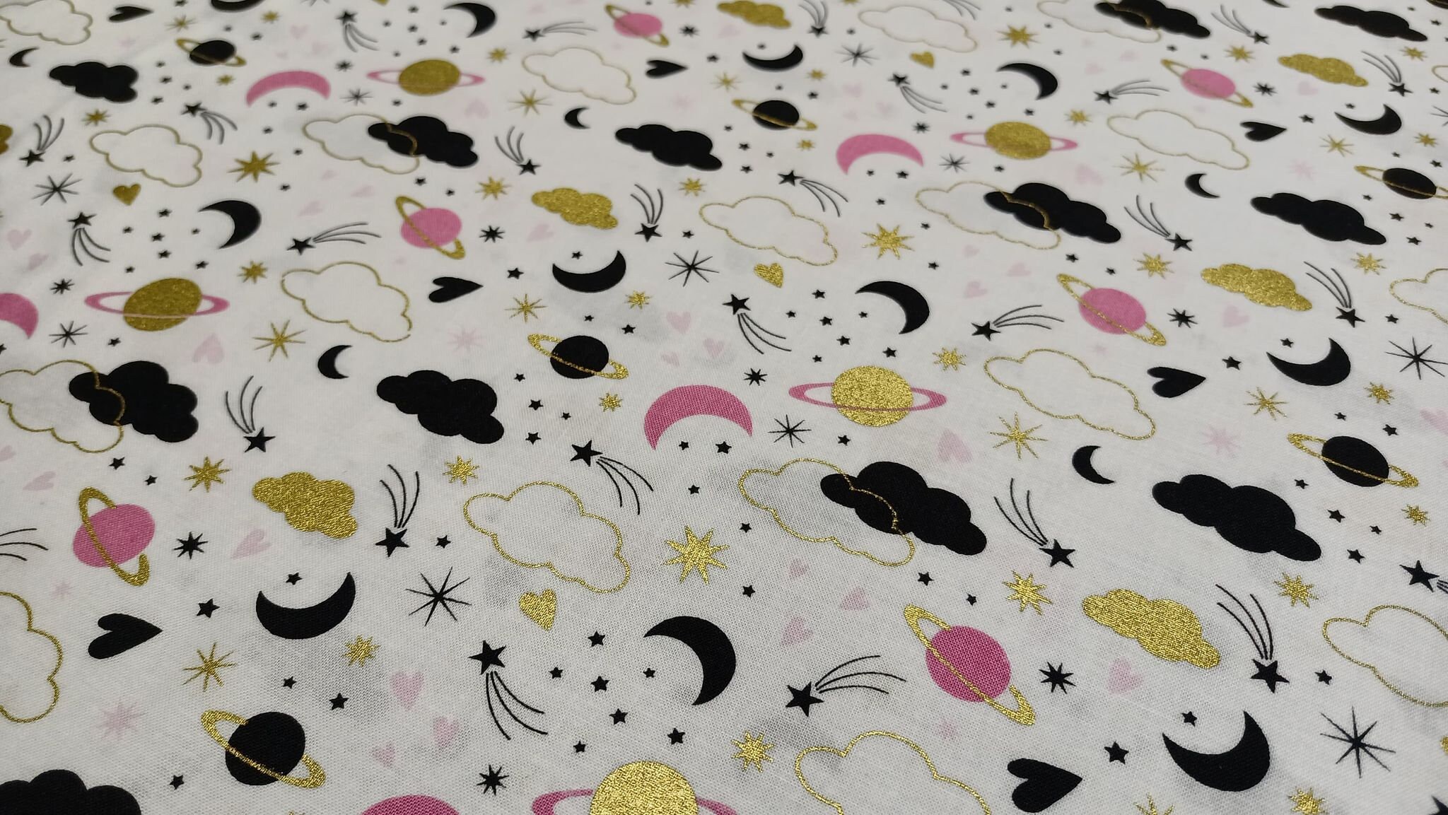 Stars & Moon White Believe in Magic Princess Fabric Space - Etsy