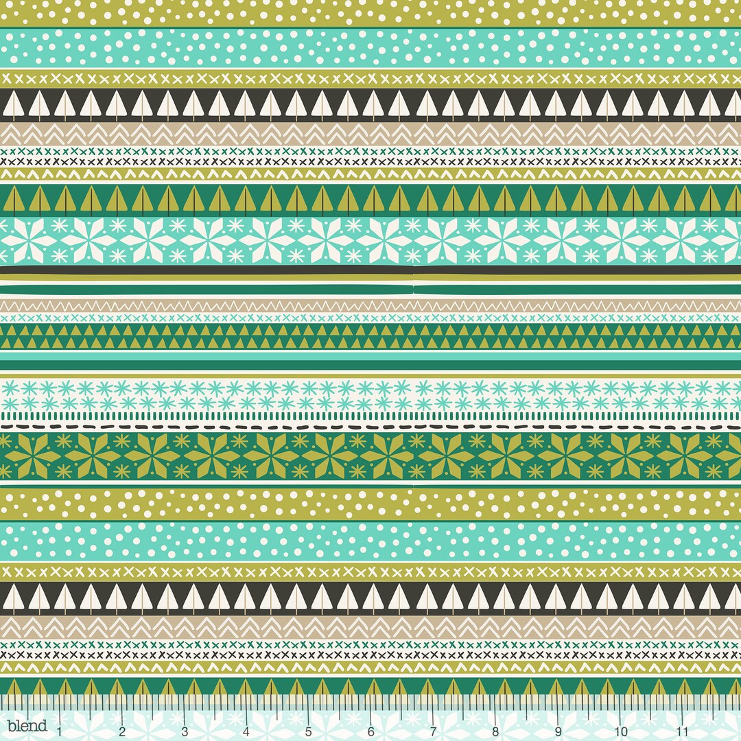 Winter Stripes Green, Holiday Stripes, Winter Fabric, Snowflakes ...