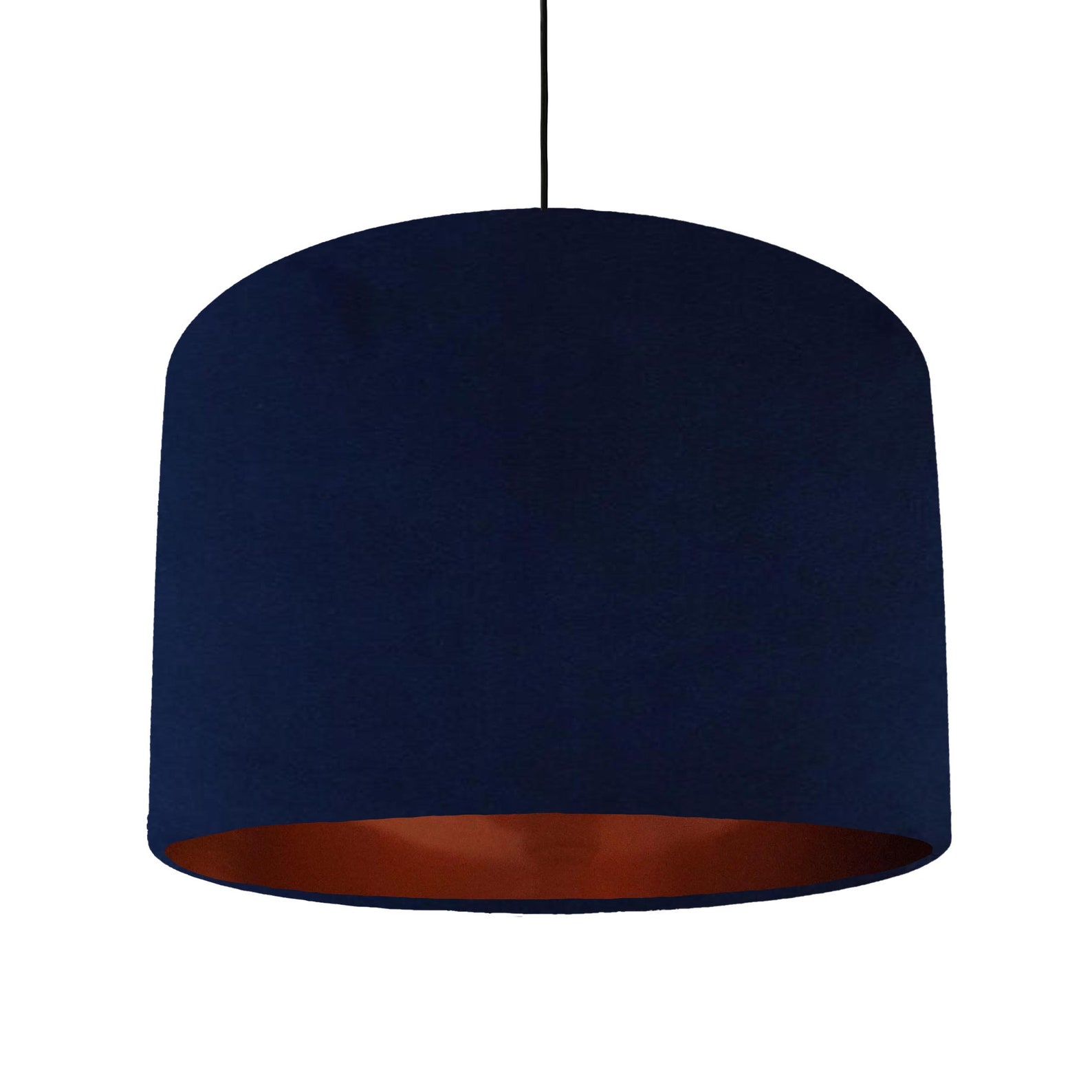Navy Blue Velvet and Copper Lampshade | Etsy