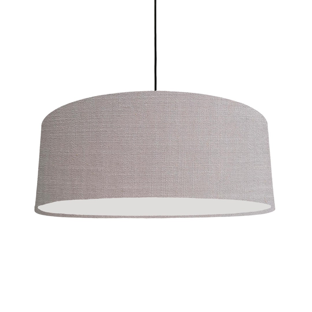 Extra Large Feather Grey Lampshade in Linen With Diffuser, Ceiling ...