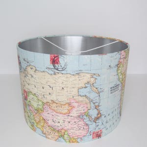Atlas World Map Lampshade With Silver Lining Bedroom Study Ceiling Lightshade - Etsy UK
