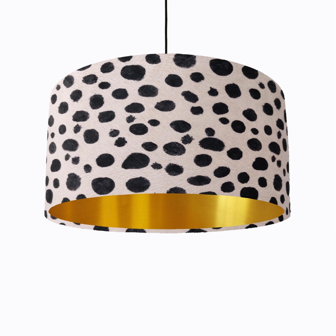 Dalmatian Polka Dots Lampshade in Velvet With Gold Lining, Leopard ...