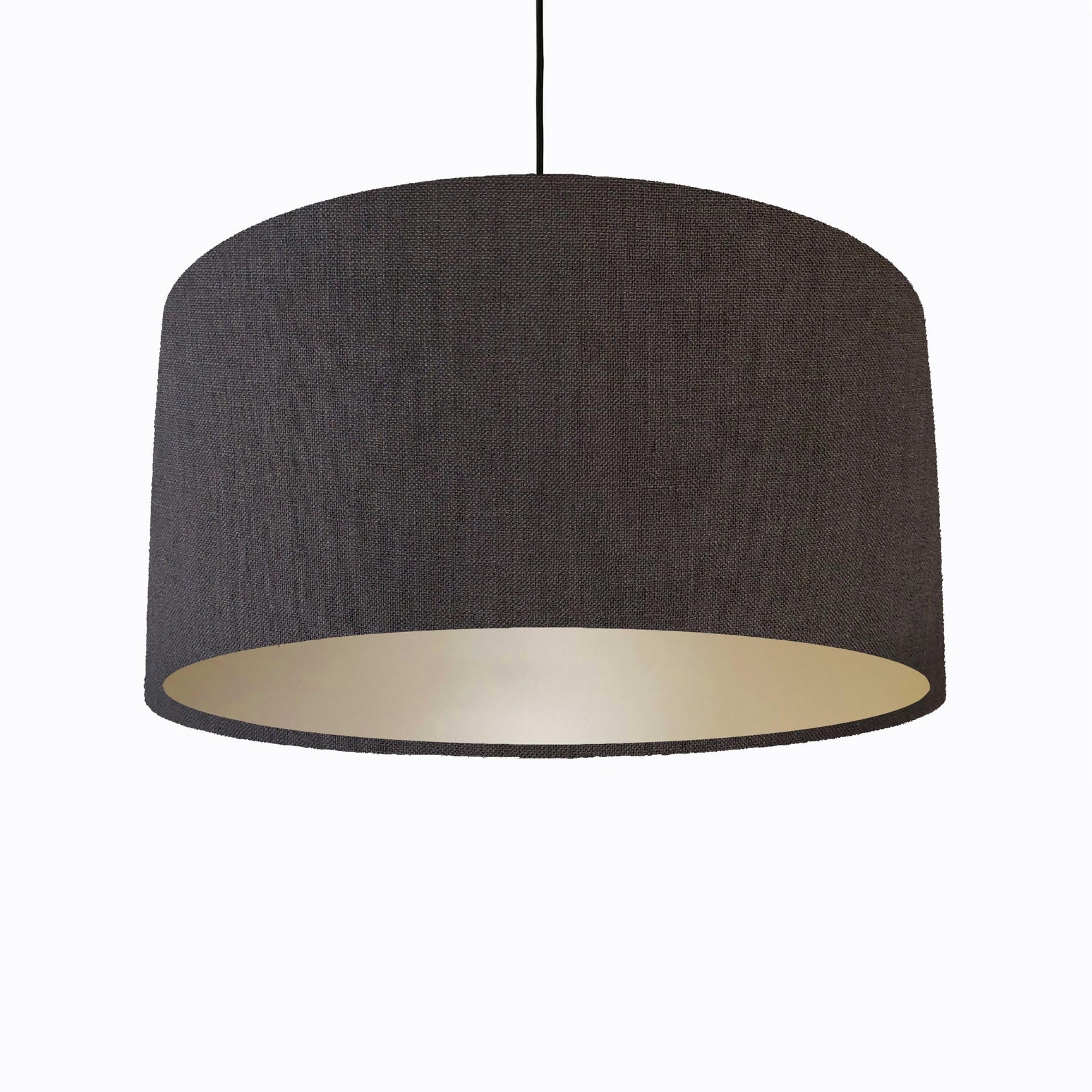 Charcoal Lampshade in Linen With Champagne Lining - Etsy UK
