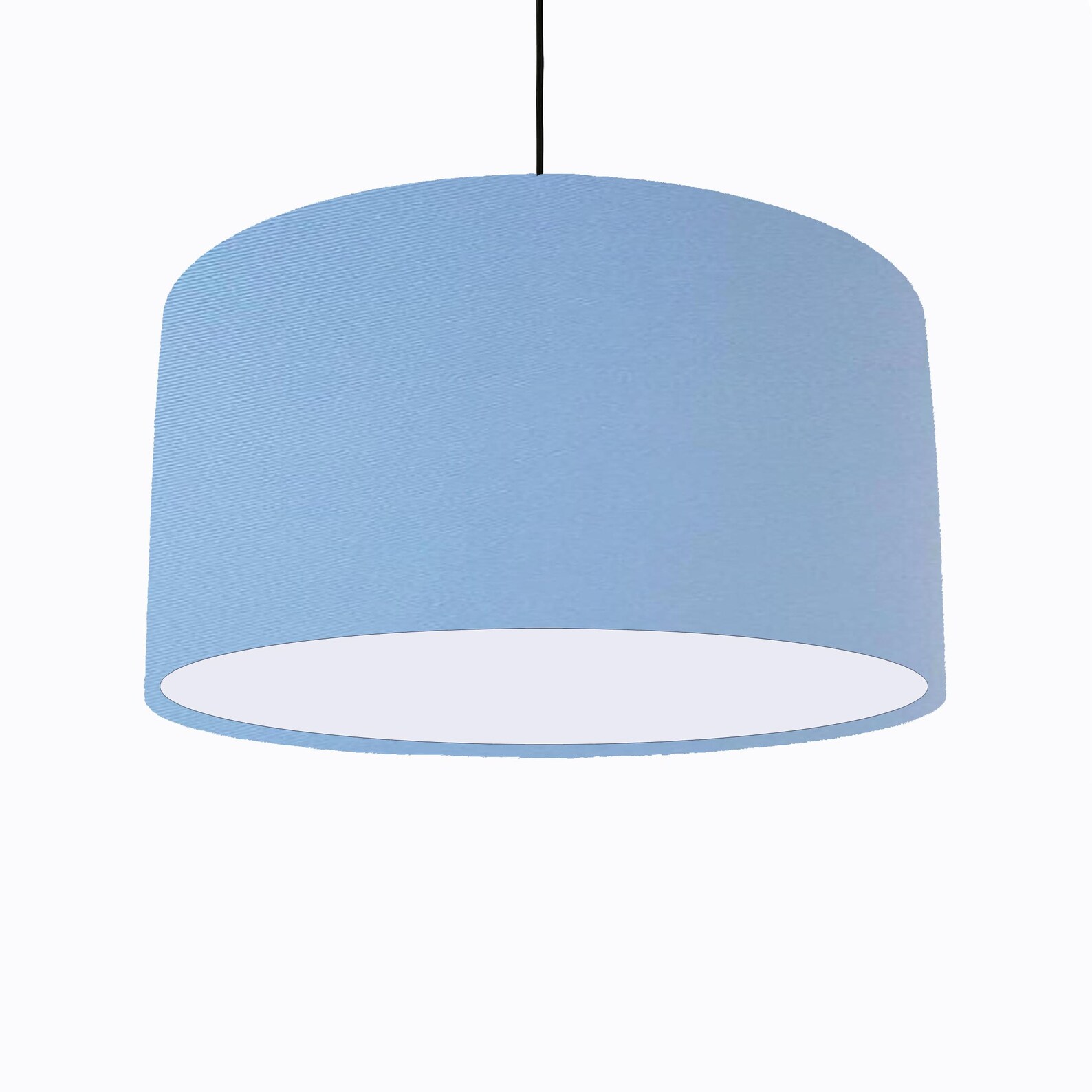 Light Blue Lampshade in Cotton With White Lining, Large Plain Ceiling ...