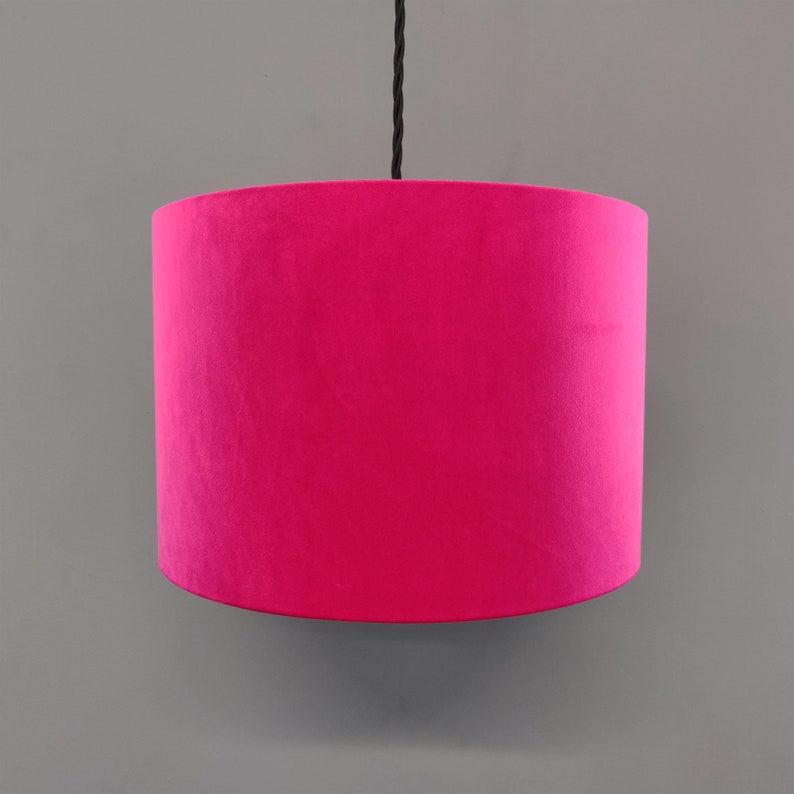 Cerise Pink Lampshade in Velvet With Silver Lining, Large Plain Ceiling ...