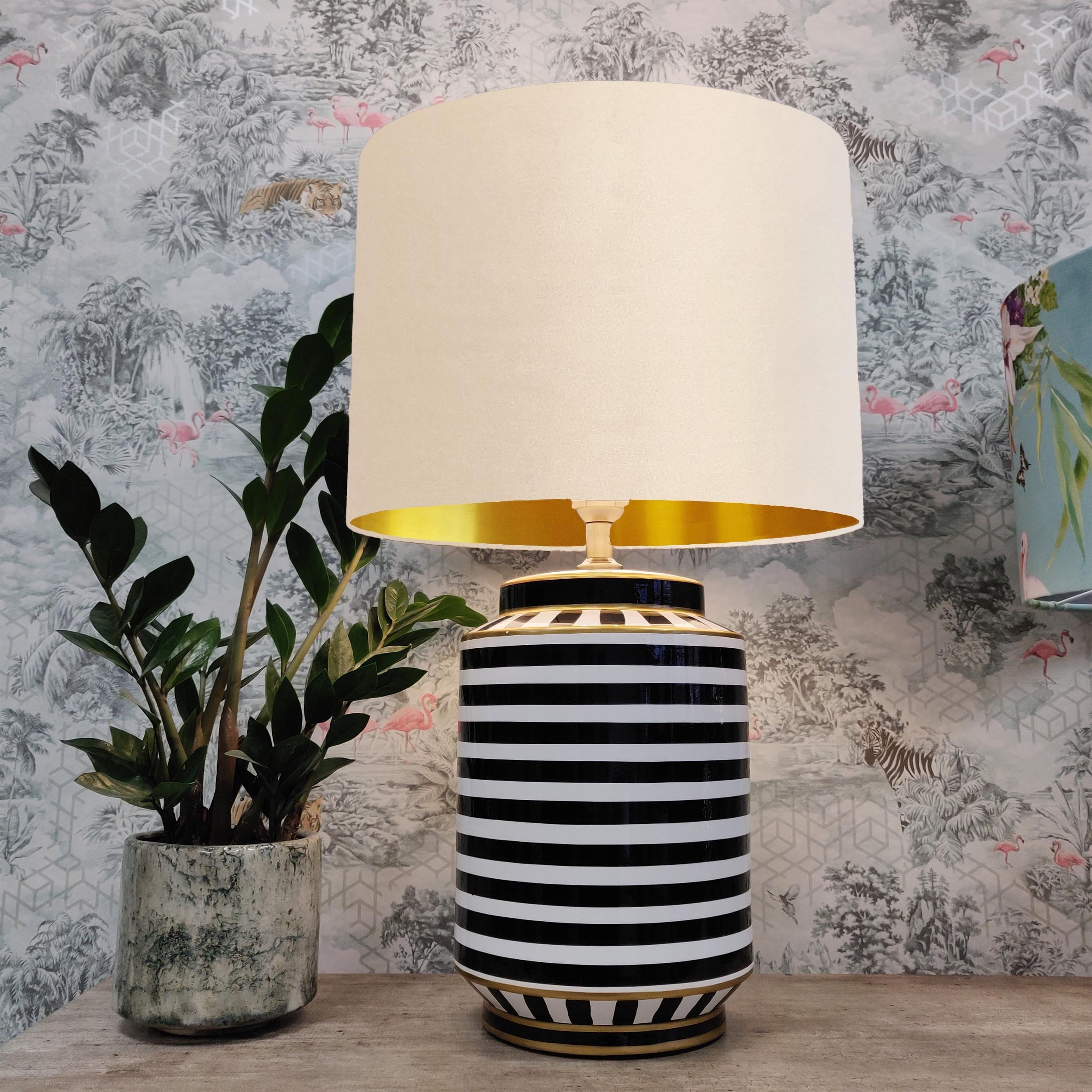 Cream Lampshade in Velvet With Gold Lining Large Lightshade - Etsy UK