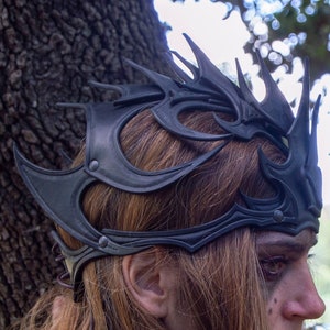 Leather Crown Tiara Helmet Headdress Headpiece Headdress Elfic Medieval ...