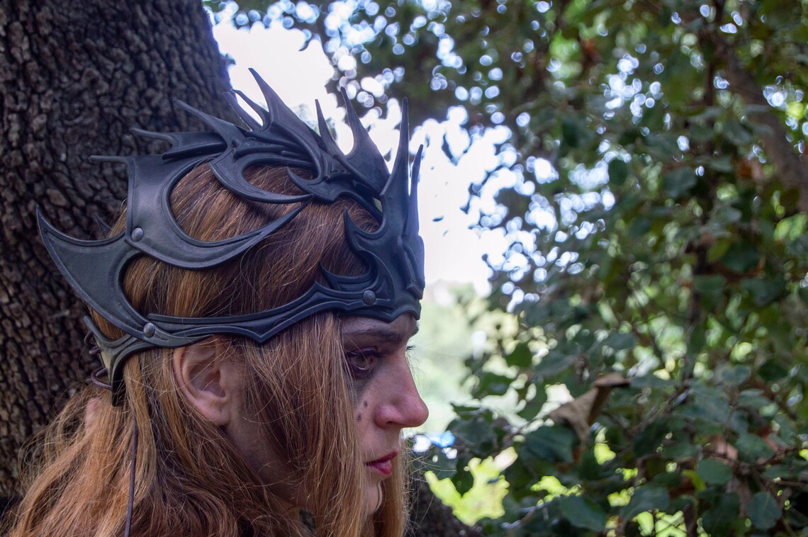 Leather Crown Tiara Helmet Headdress Headpiece Headdress Elfic - Etsy
