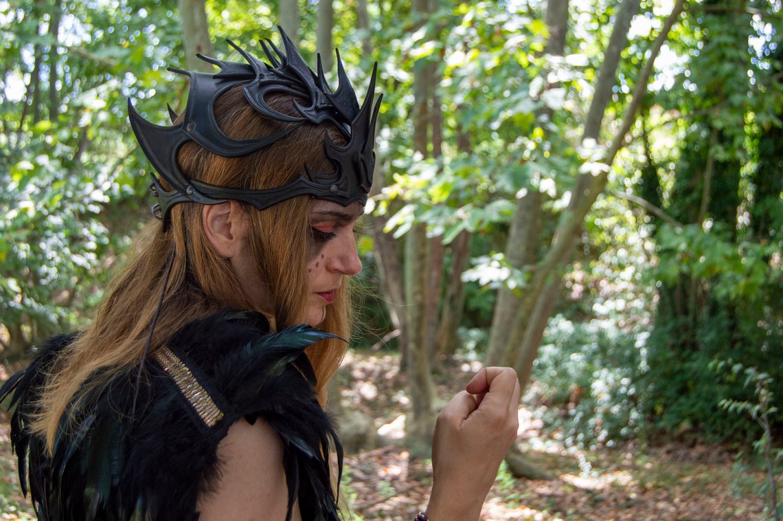 Leather Crown Tiara Helmet Headdress Headpiece Headdress Elfic - Etsy