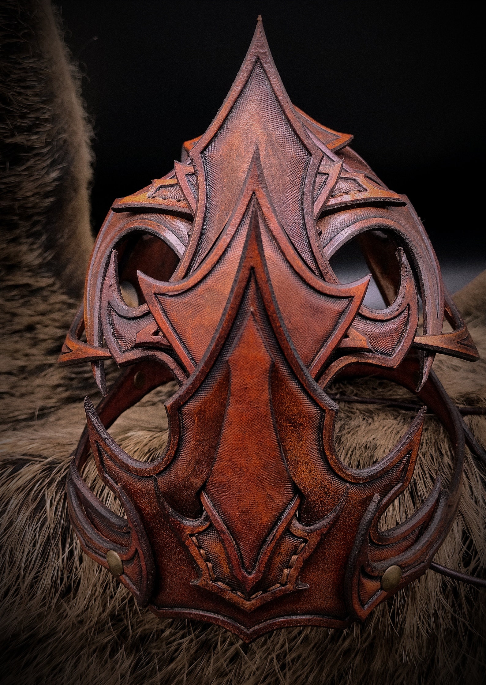 Leather Crown Tiara Helmet Headdress Headpiece Headdress Elfic Medieval ...