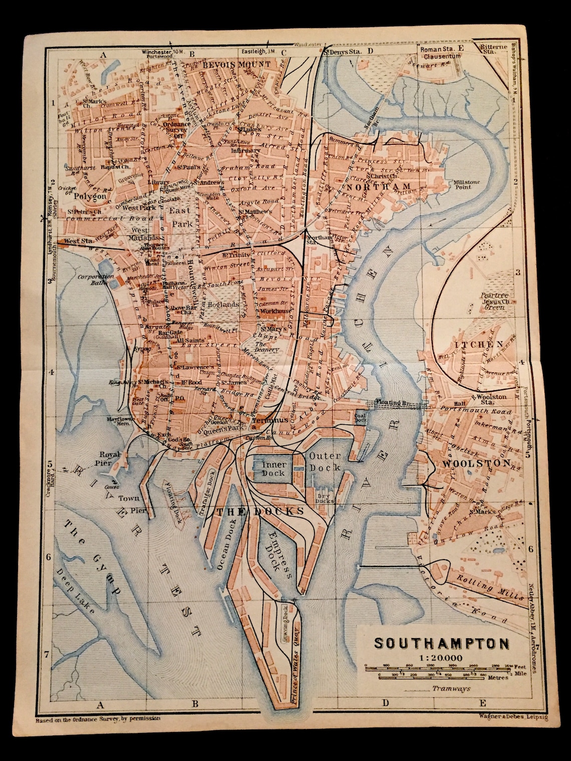 Vintage 1927 Map of Southampton UK. Double-sided With - Etsy Canada