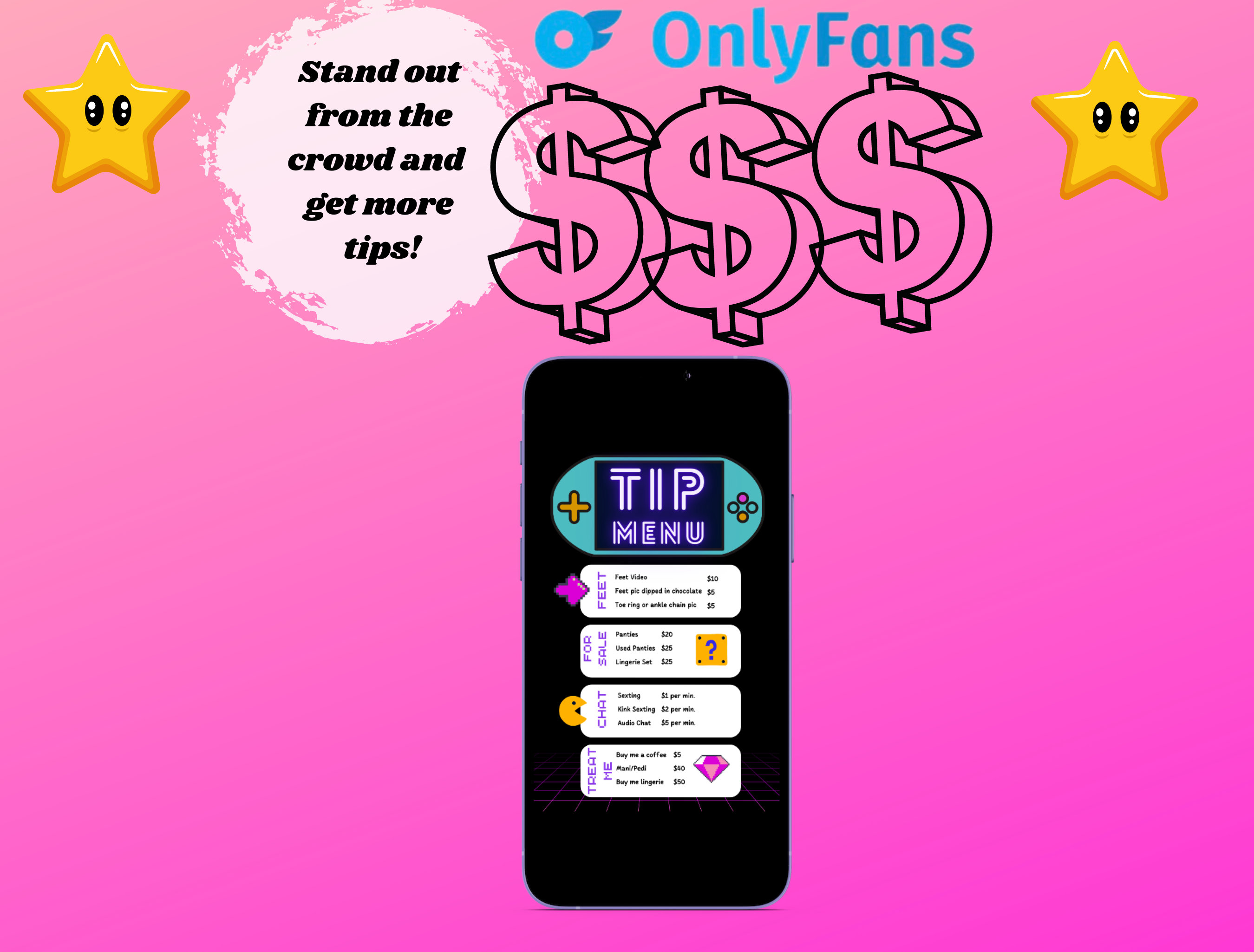 Onlyfans Tip Menu, Gamer Themed Tip Menu, Editable Canva Template ...