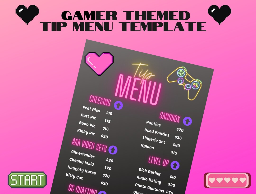 Onlyfans Tip Menu, Gamer Themed Tip Menu, Editable Canva Template ...