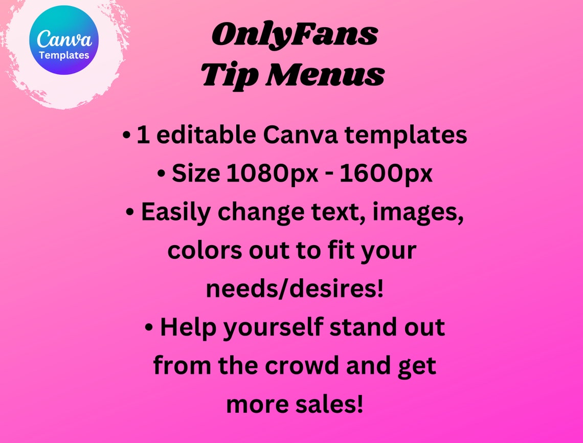 Onlyfans Tip Menu, Onlyfans Graphics, Editable Canva Templates ...